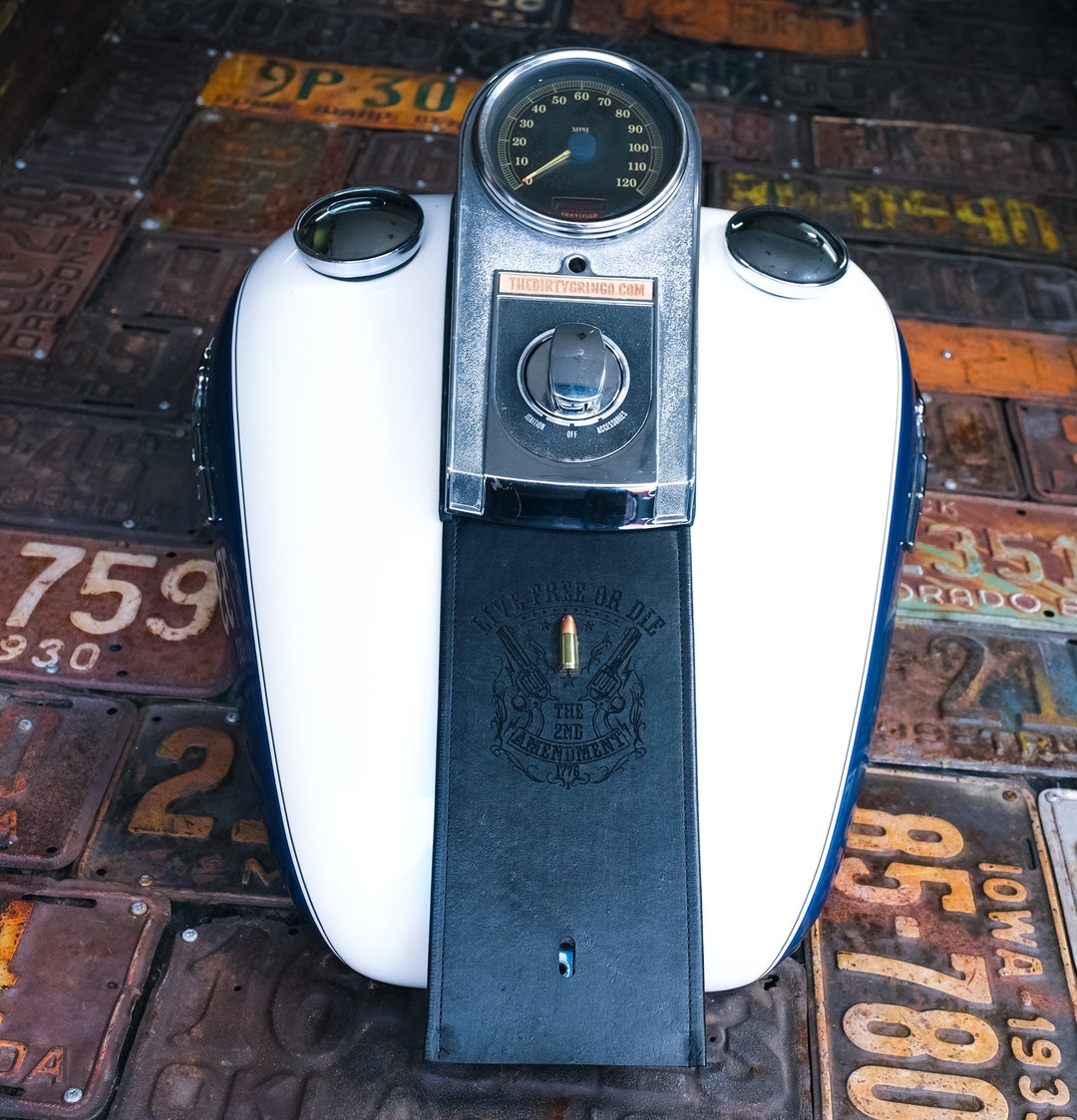 Harley Davidson Leather Gas Tank Panel Pro 2nd Amendment Bullet Live ...