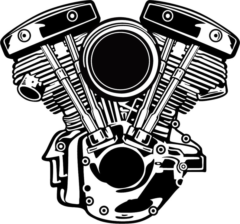 DXF, DWG, SVG Files Vintage Simple Harley Shovelhead Vtwin for Use With ...