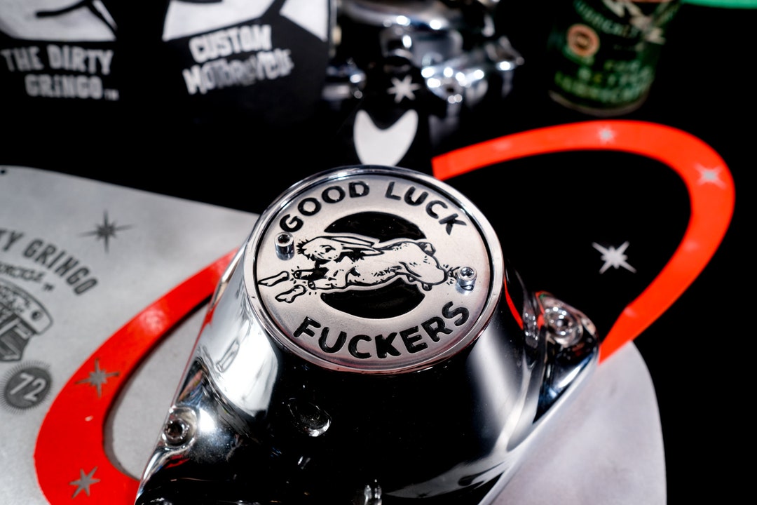 Shovelhead Evolution Good Luck Rabbit Custom Engraved Timing Point ...