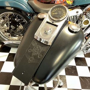 Retro Harley Davidson Fatboy Skull Black Leather Gas Tank Bib Panel ...