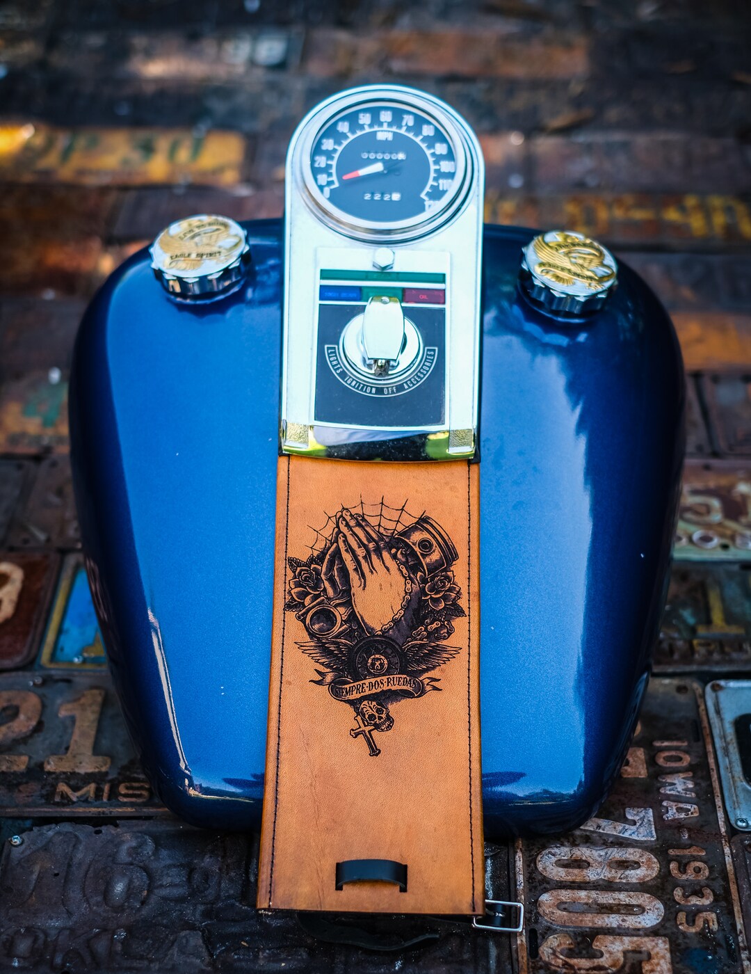 Tan Leather Gas Tank Panel Bib Harley Davidson Older Split Tanks Always ...