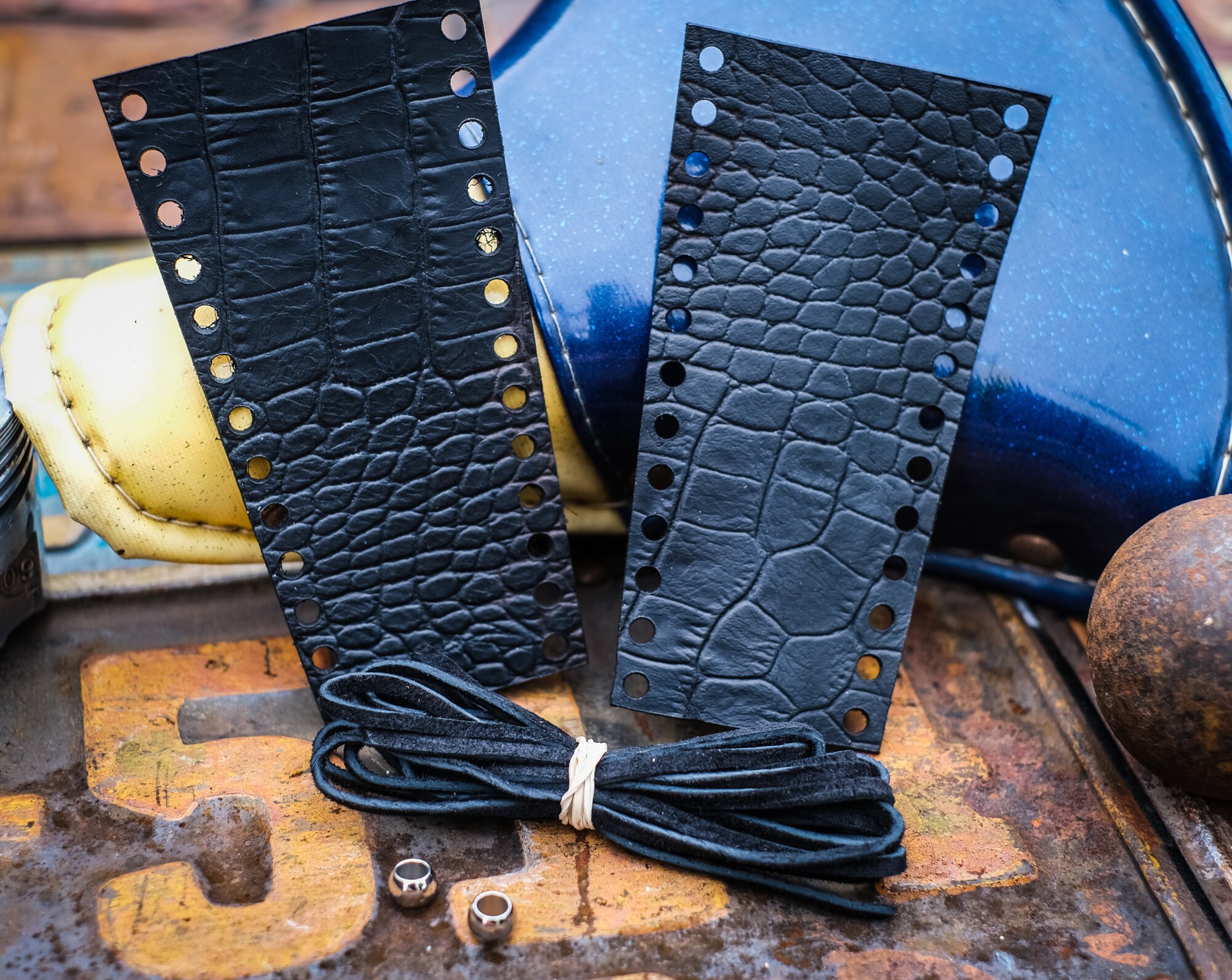 Premium Alligator Crocodile Black Leather Motorcycle Harley | Etsy