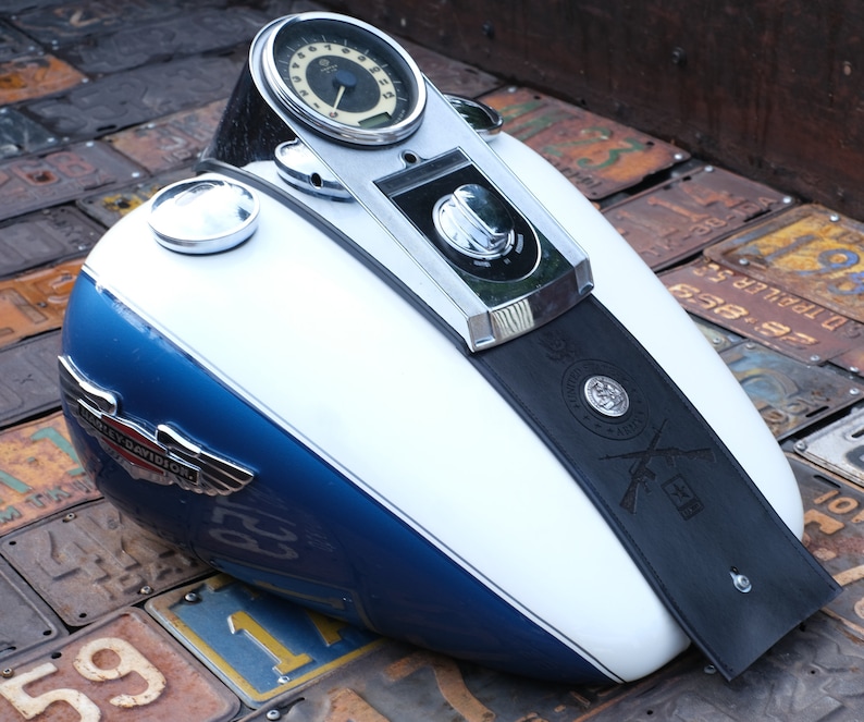 Harley Davidson Leather Tank Bib Panel With Concho USA US Army | Etsy