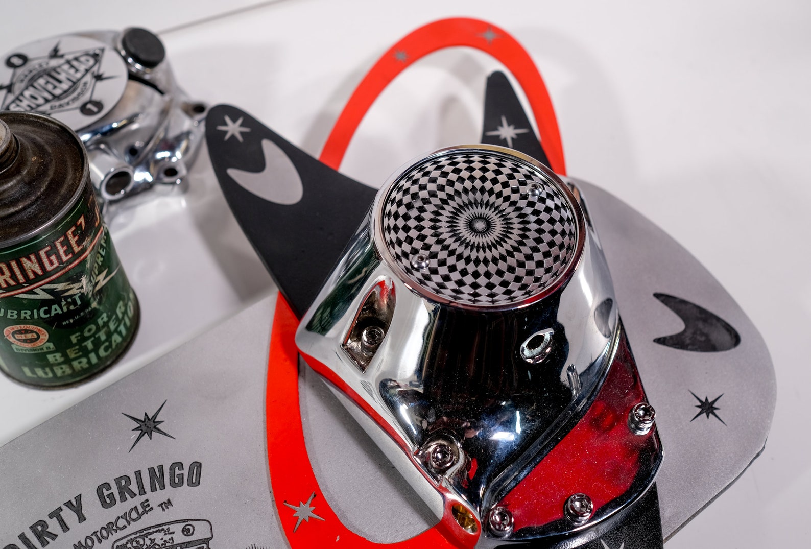 Engraved Optical Illusion Metal 1970s Metal Shovelhead Points Timer ...