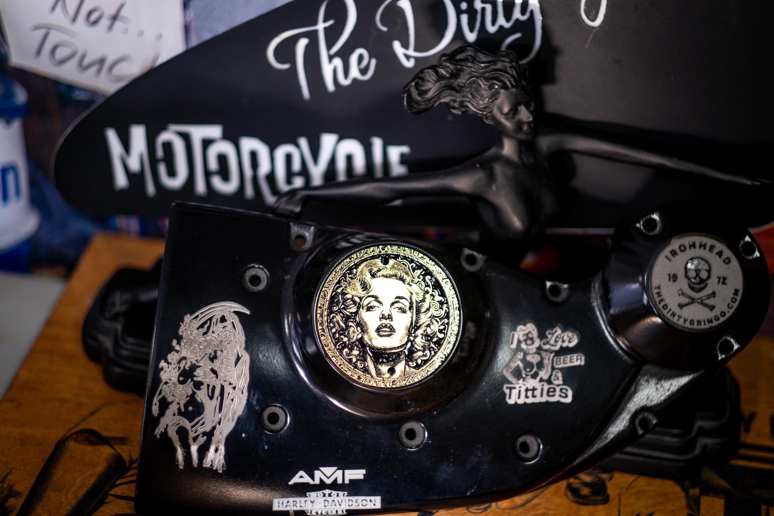 Brass Marilyn Monroe Timing Point Cover Harley Davidson Early Pre 2002 ...