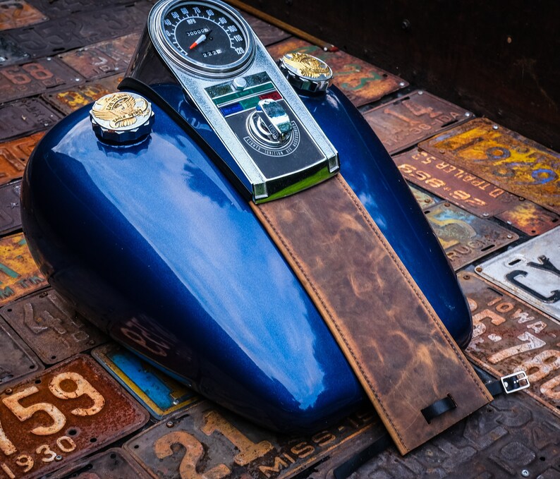 Distressed Cognac Leather Gas Tank Panel Bib Harley Davidson | Etsy
