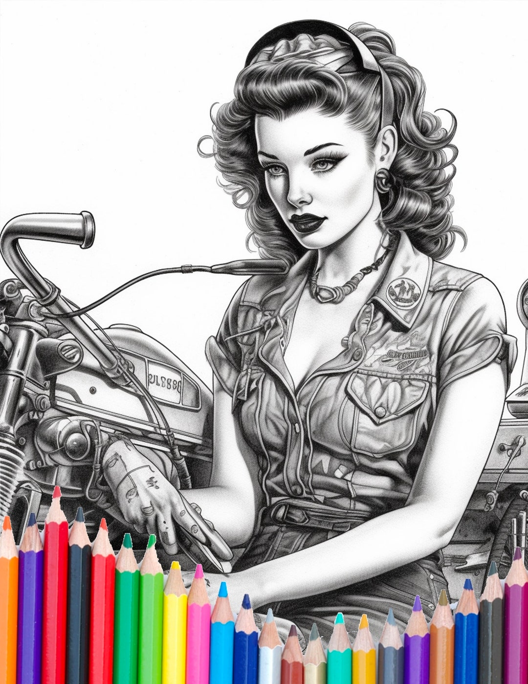 Retro Pinup Girl and Motorcycles Volume Two, 10 Pages Fun Adult ...