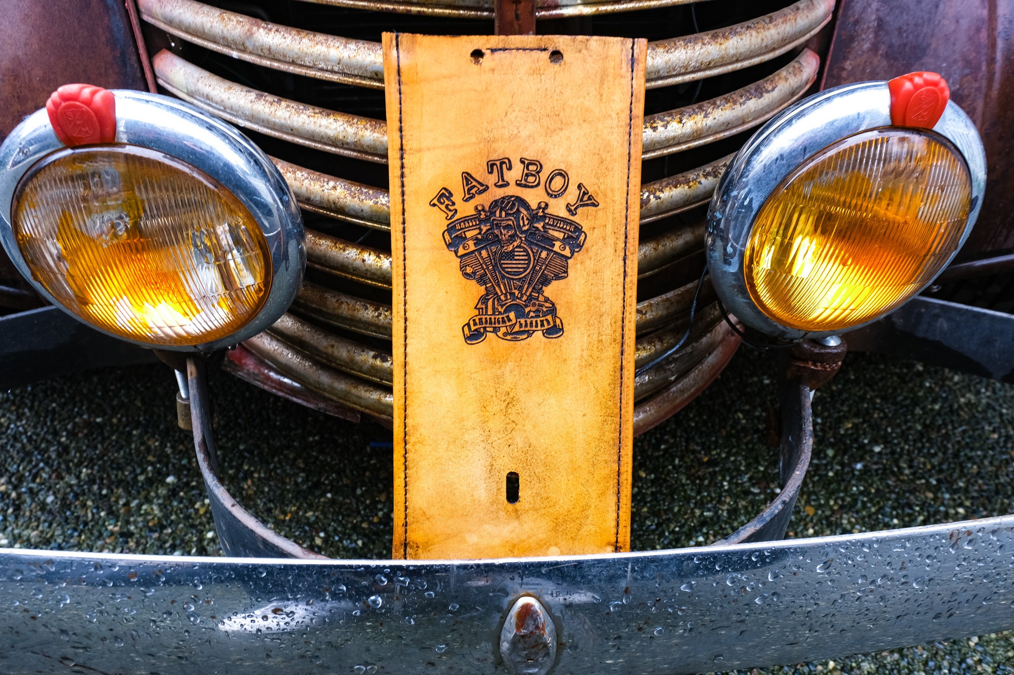 Tan Smooth Sexy Leather Fuel Gas Tank Panel Bib Softail Fatboy | Etsy