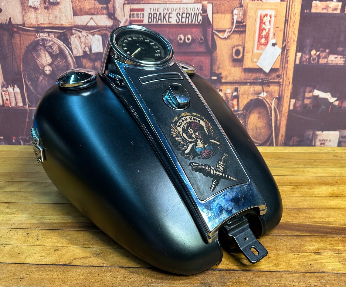 Harley Davidson Road King Dash Insert Latina Angel Chicano Crossed ...