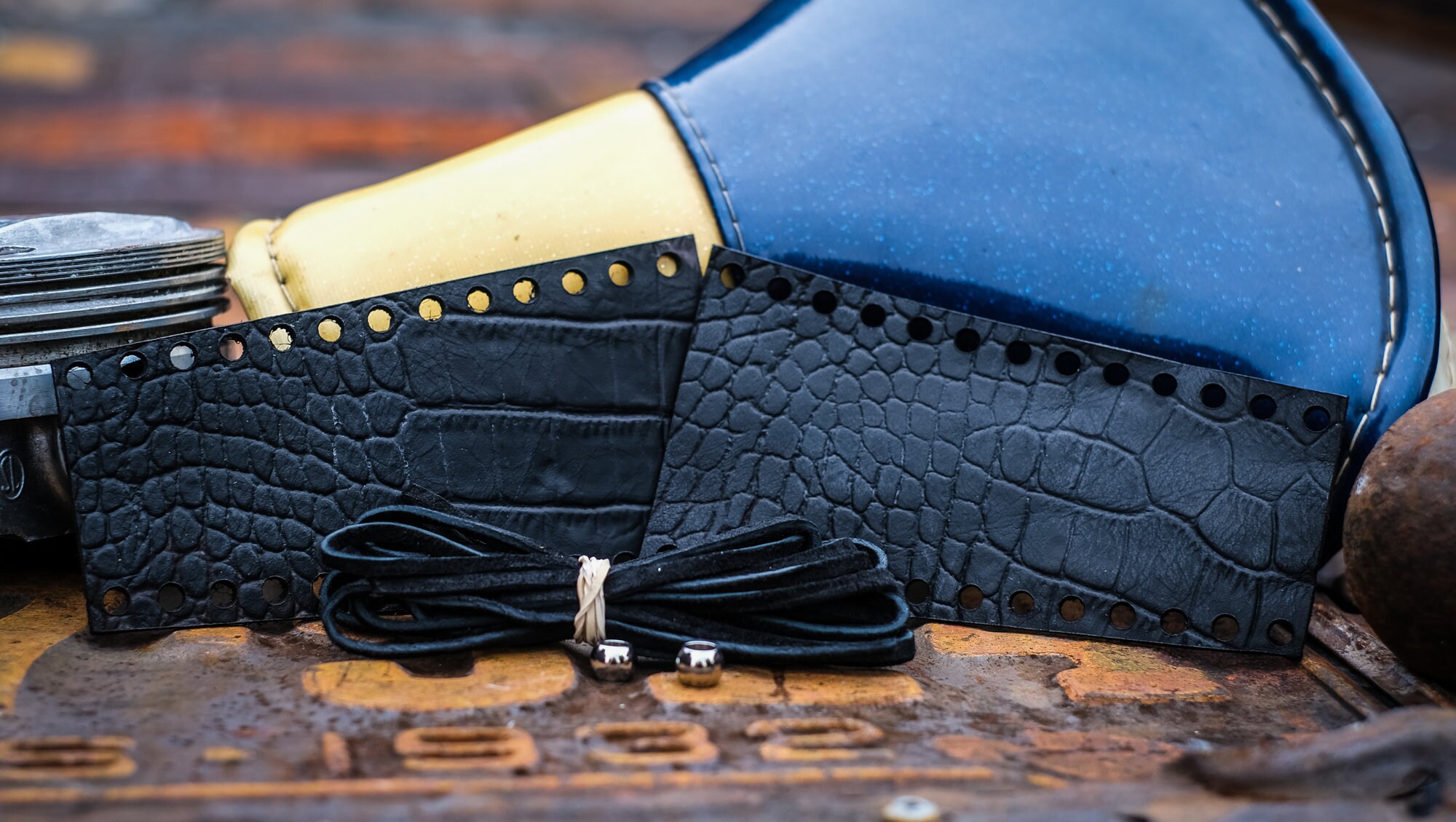 Premium Alligator Crocodile Black Leather Motorcycle Harley - Etsy