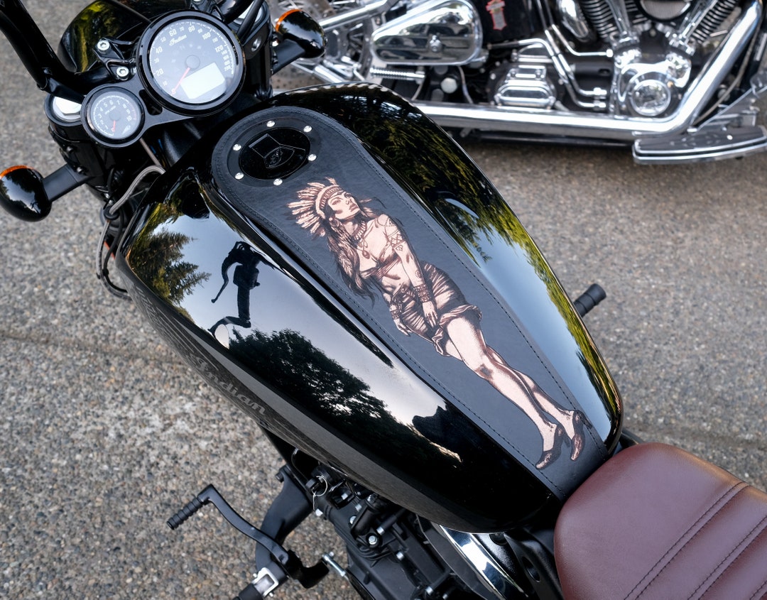 Retro Old School Hot Pinup Girl Real Leather Indian Scout Bobber Sixty ...