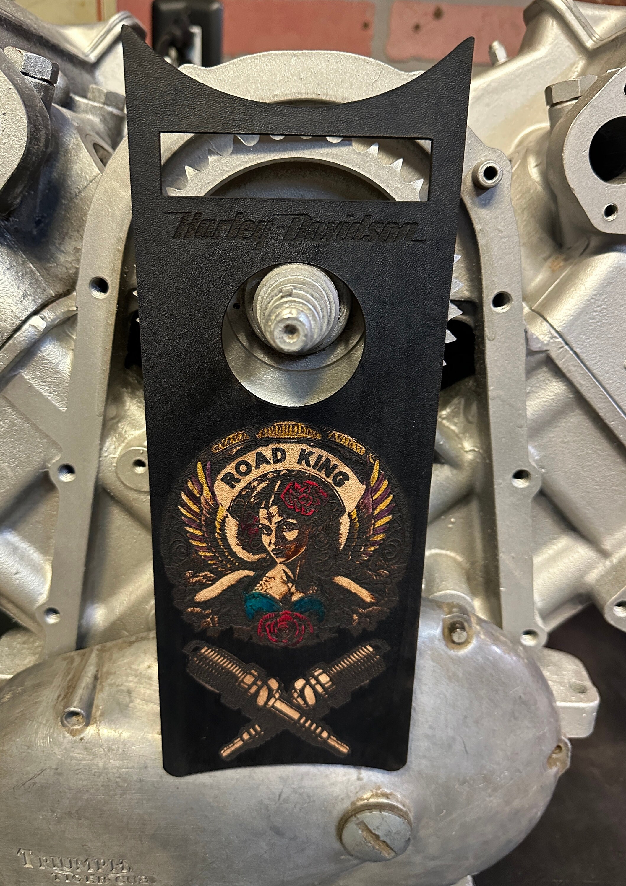 Harley Davidson Road King Dash Insert Latina Angel Chicano Crossed ...