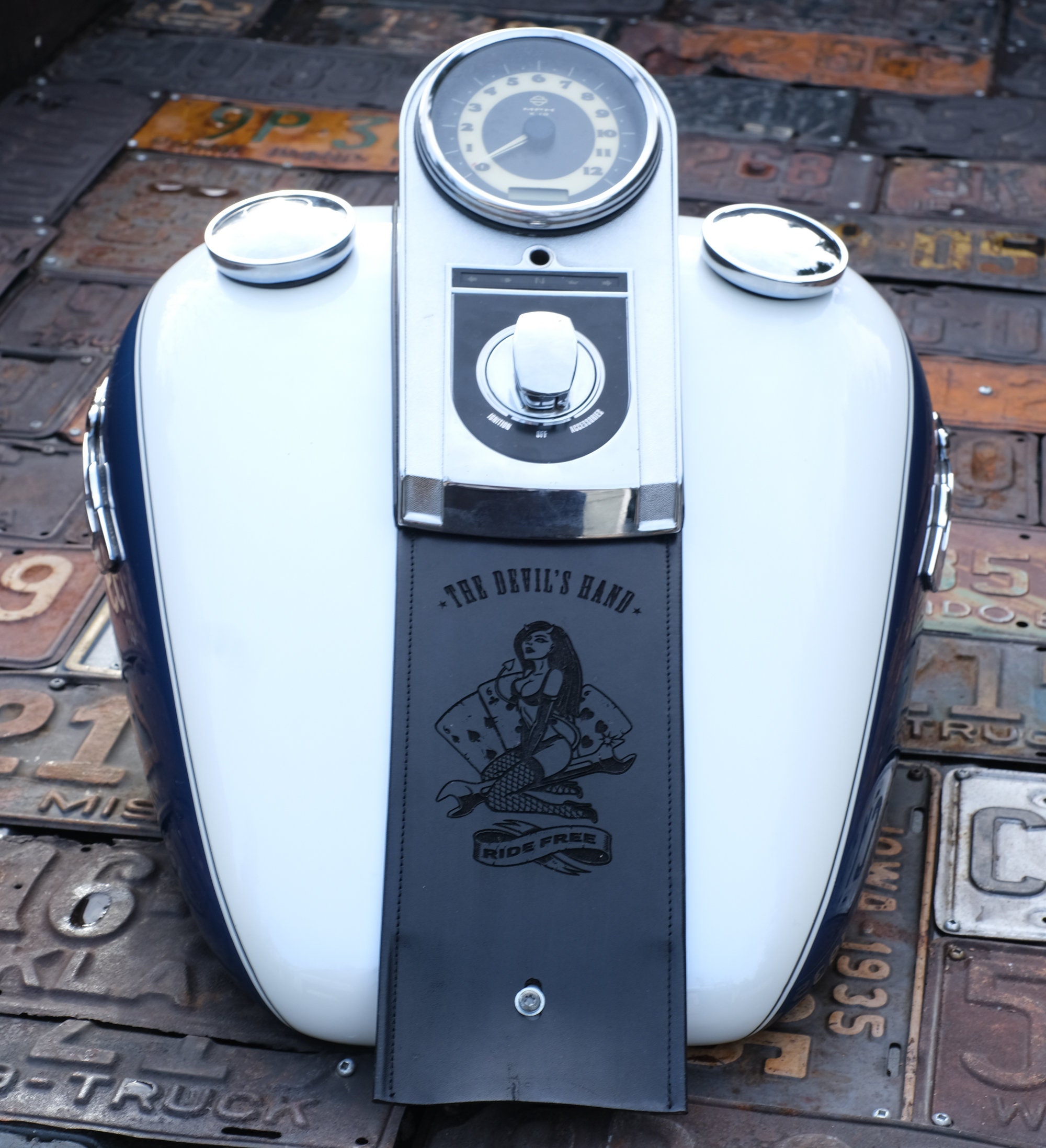 Harley Davidson Leather Gas Tank Panel Bibthe Devils Hand - Etsy