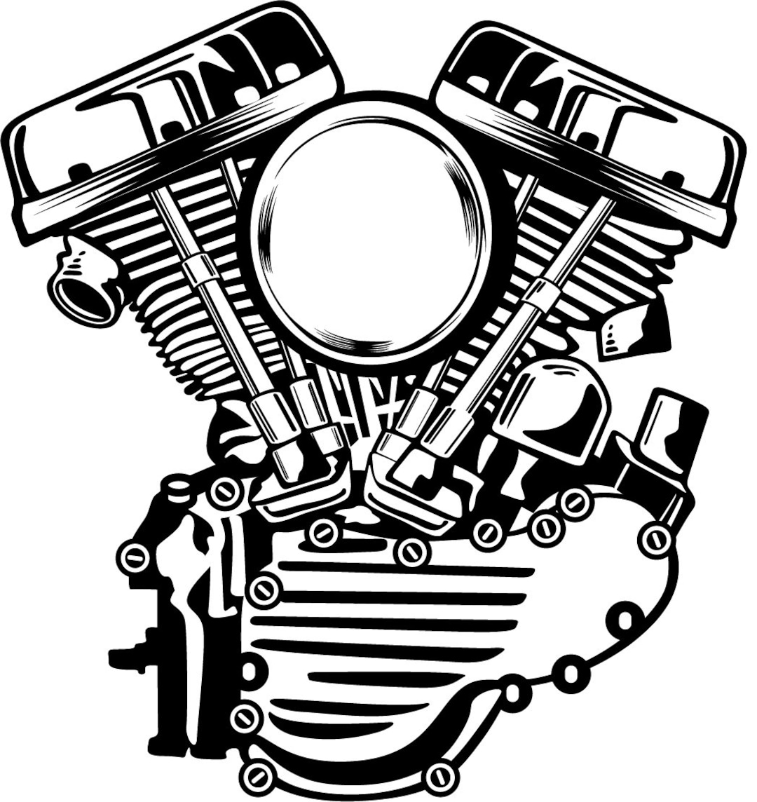 DXF, DWG, SVG Files Vintage Simple Harley Panhead Vtwin for Use With ...