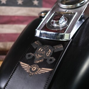 Retro Harley Davidson Fatboy Skull Antiqued Leather Gas Tank Bib Panel ...
