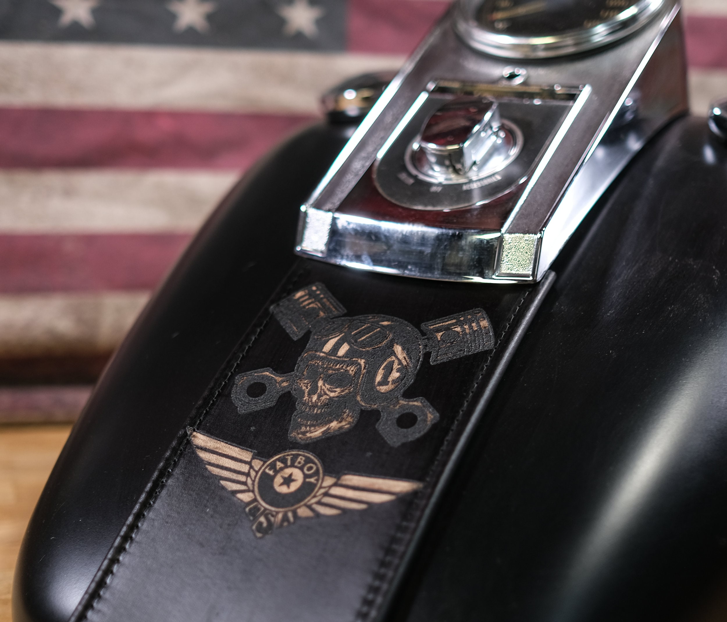 Retro Harley Davidson Fatboy Skull Antiqued Leather Gas Tank | Etsy