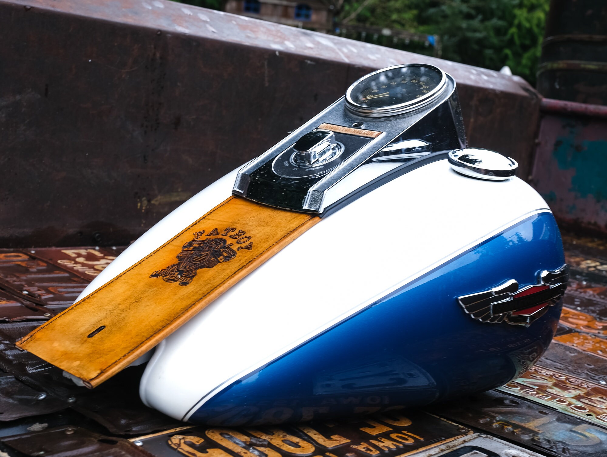 Tan Smooth Sexy Leather Fuel Gas Tank Panel Bib Softail Fatboy - Etsy