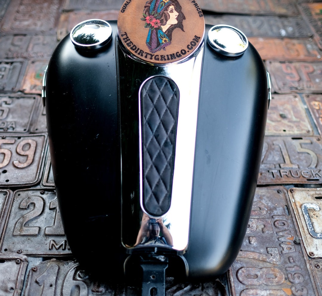 Black Diamond Stitch Embossed Leather Gas Tank Dash Console Insert 08 ...