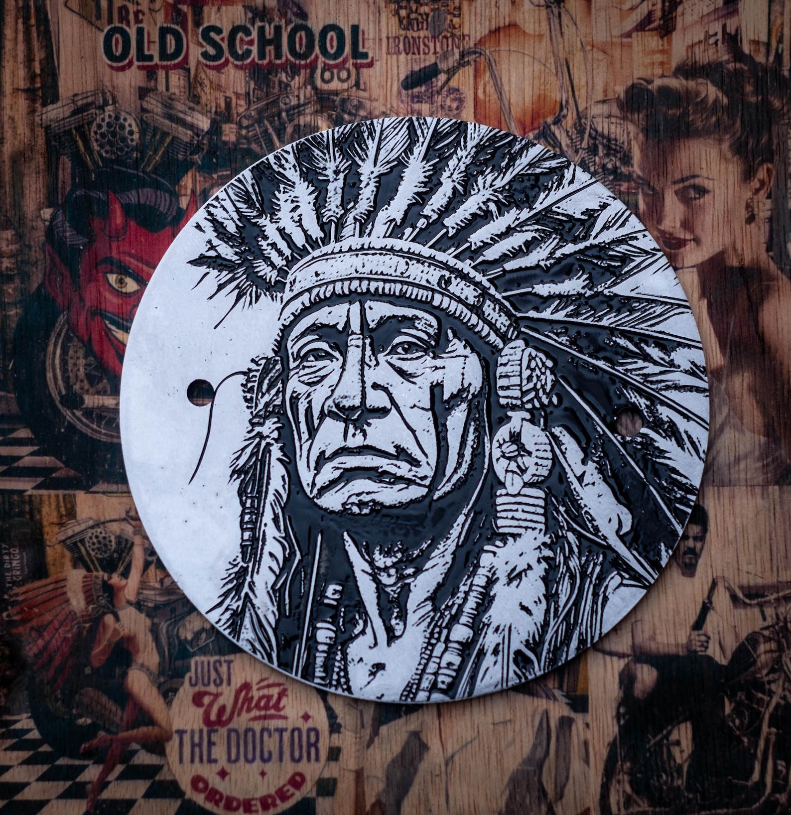 Indian Chief Engraved Air Filter 5.5” Cleaner Cover Cap 5.5” Motorcycle ...