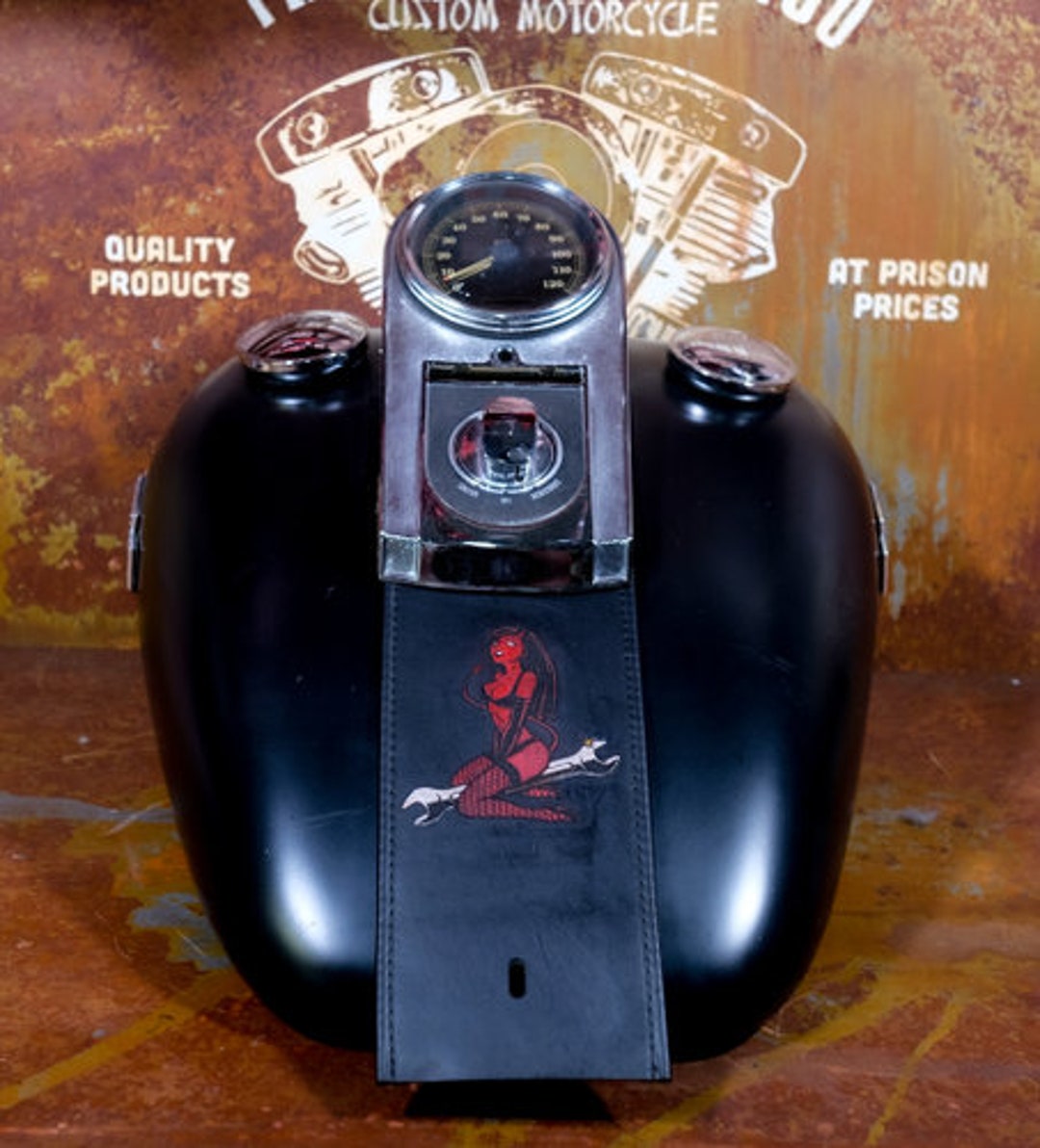 Red Hot Rockabilly She Devil Harley Davidson Leather Gas Tank Bib Panel ...