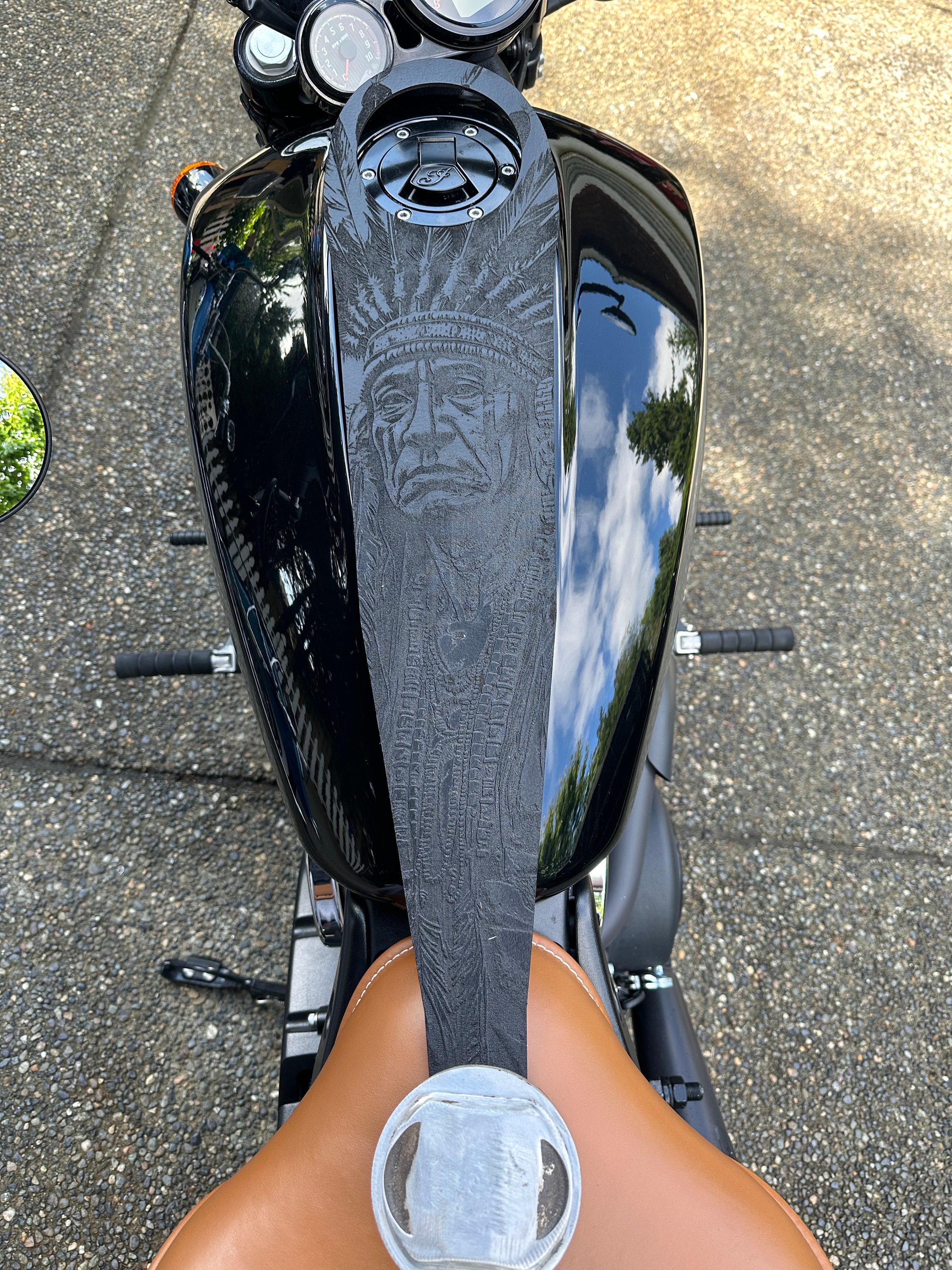 Custom Leather Indian Scout Bobber Sixty Roque Twenty Motorcycle Gas ...