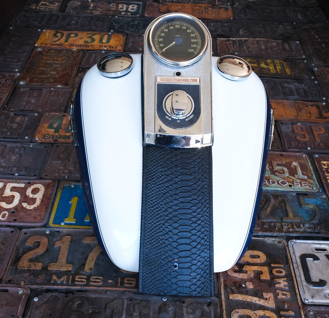 Leather Gas Tank Panel Bib | Boa Constrictor Snake Black Softail Fits ...
