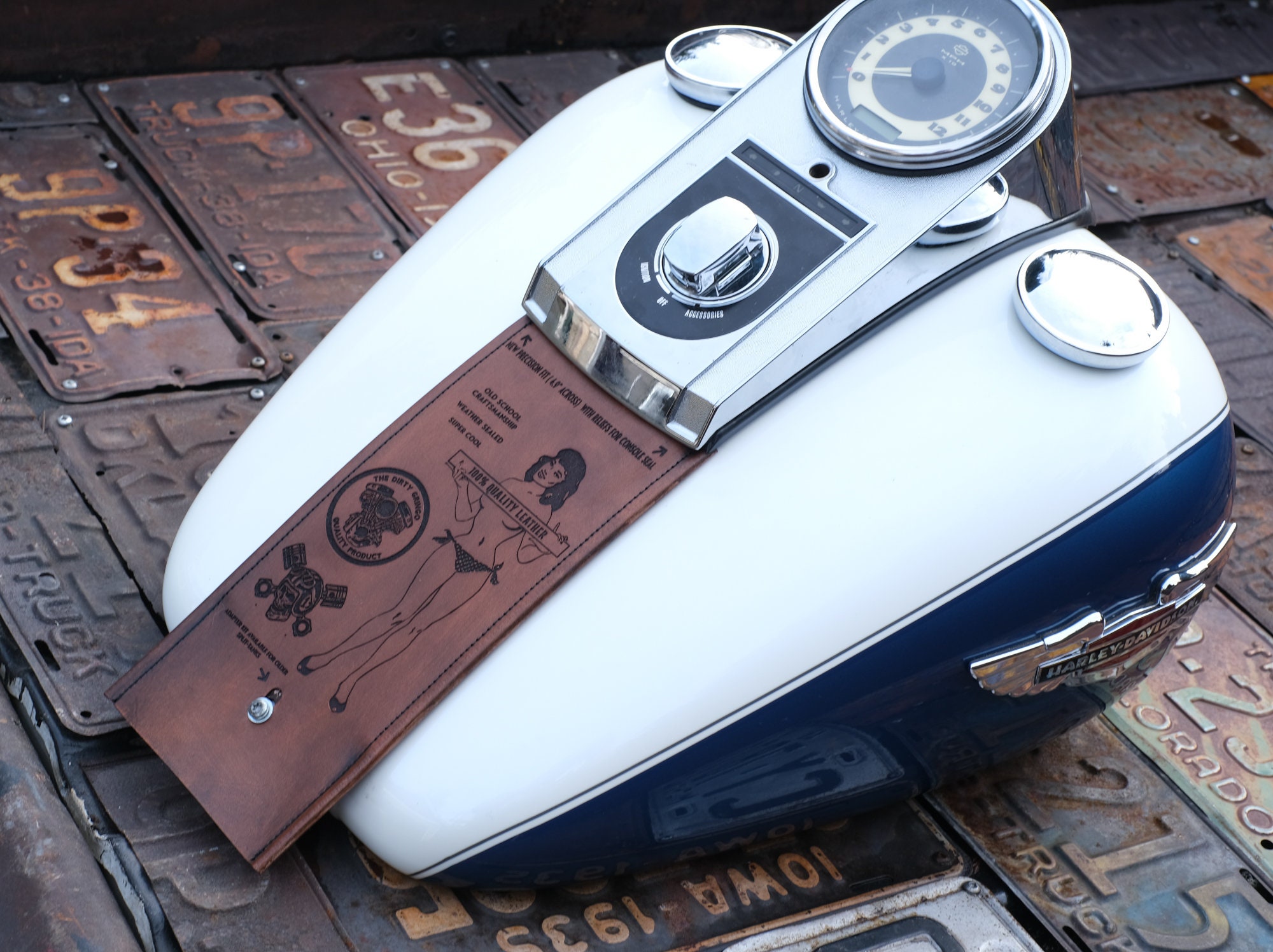 Harley Davidson Leather Gas Tank Panel Bibthe Devils Hand - Etsy