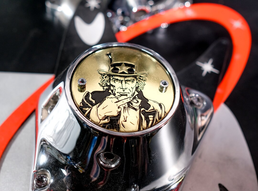 USA Patriot Uncle Sam Flying Bird Brass Timing Point Cover Shovelhead ...