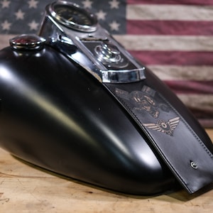 Retro Harley Davidson Fatboy Skull Antiqued Leather Gas Tank Bib Panel ...