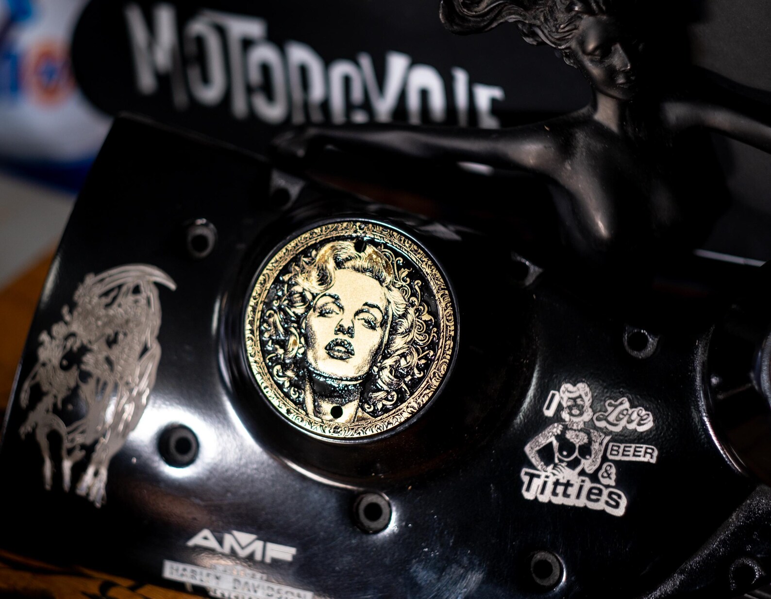 Brass Marilyn Monroe Timing Point Cover Harley Davidson Early Pre 2002 ...