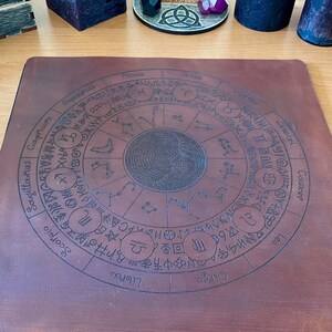 Divination mat with zodiac circle, casting mat for runes, pendulum ...