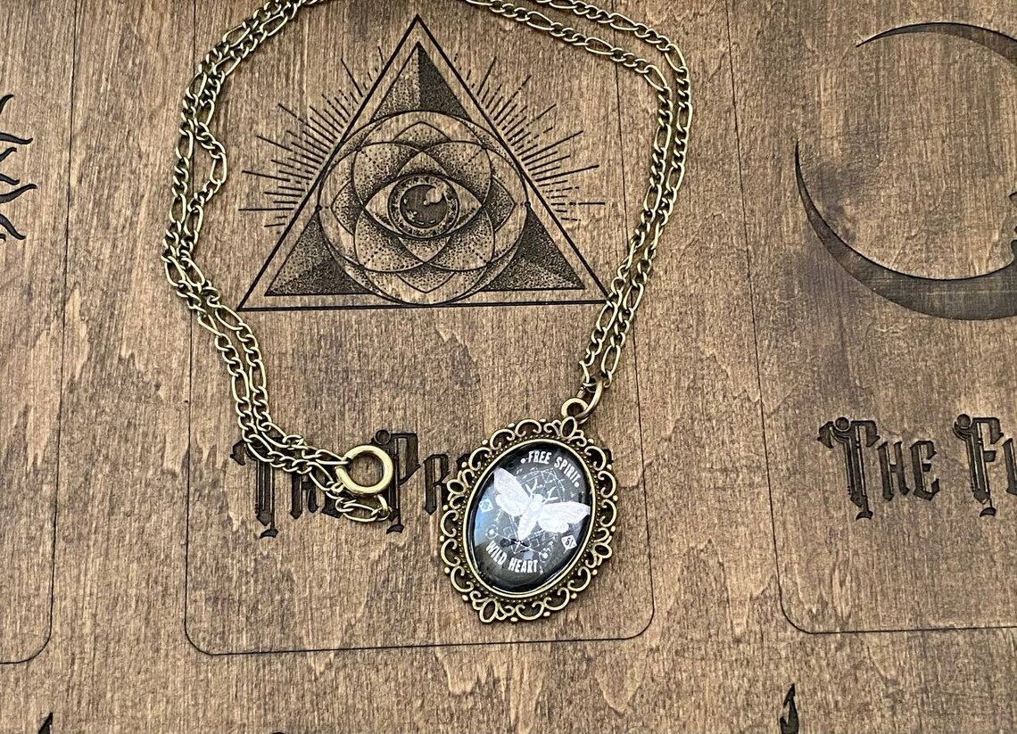 Halloween Art Bronze Pendant Amulet Occult Necklace Gift - Etsy UK