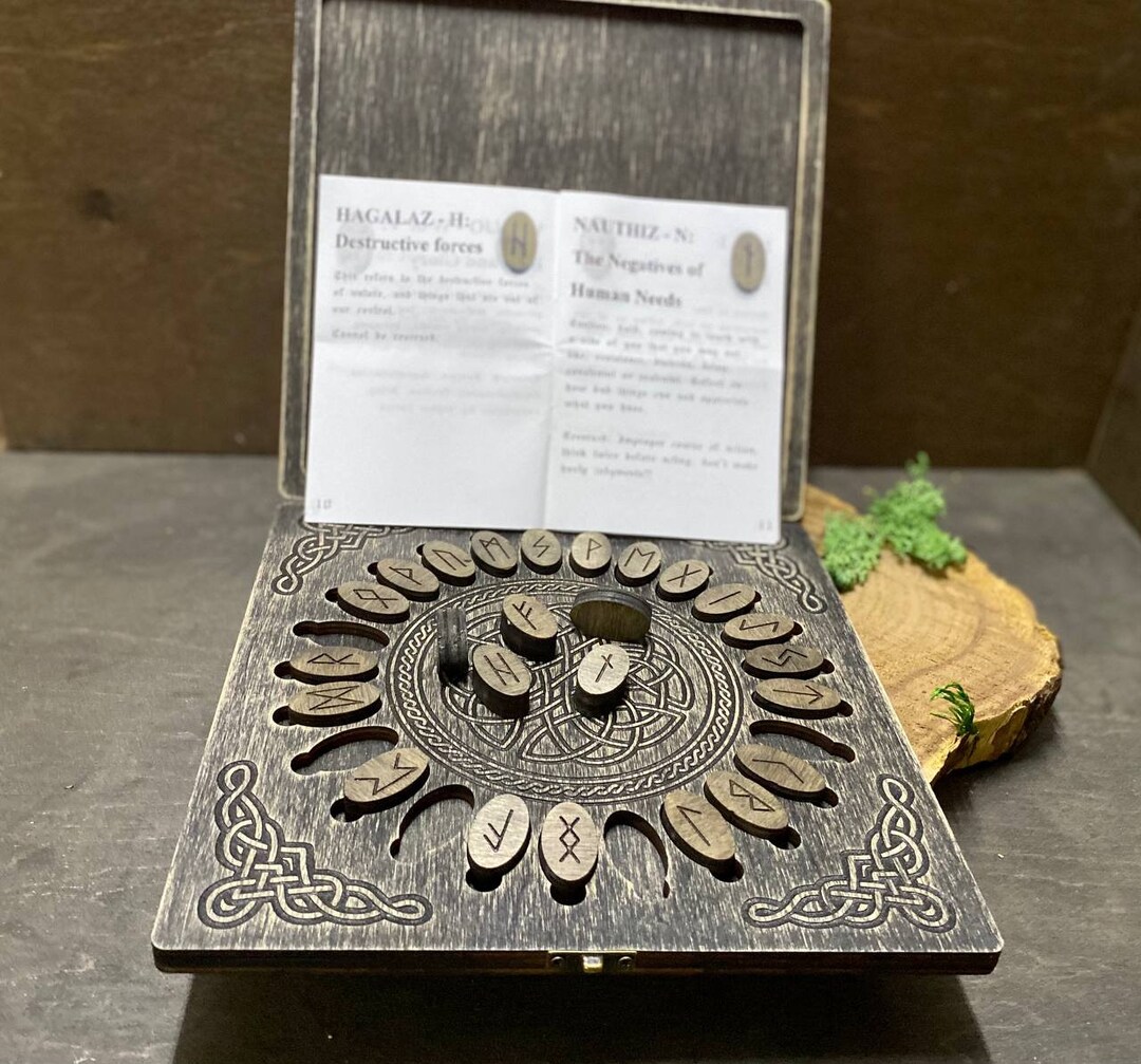 Wooden Gift Set of Runes in Box, Custom Runes Set, Scandinavian Runes ...