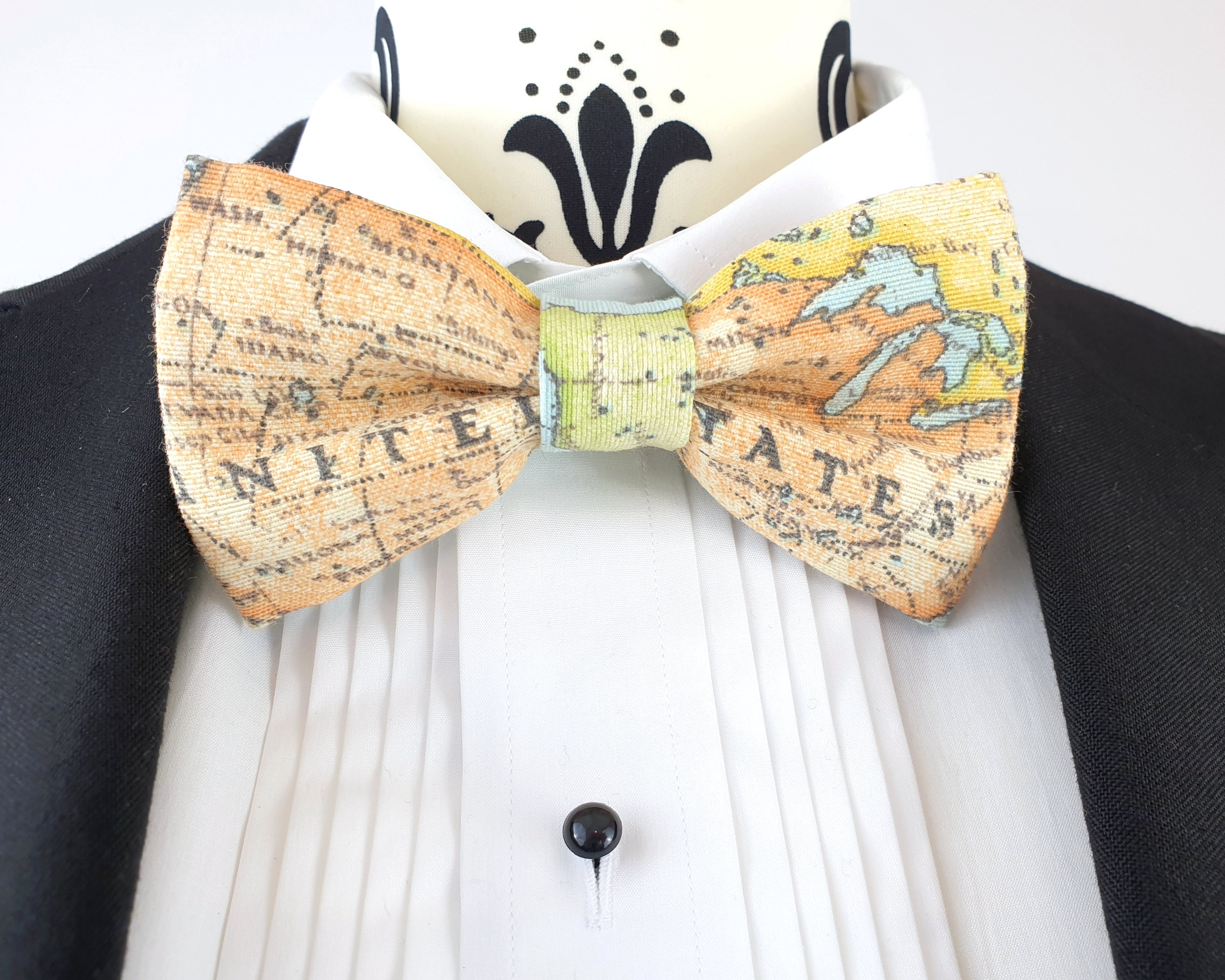 World Map Bow Tie Gift for Geography Teacher Map Print Bow - Etsy