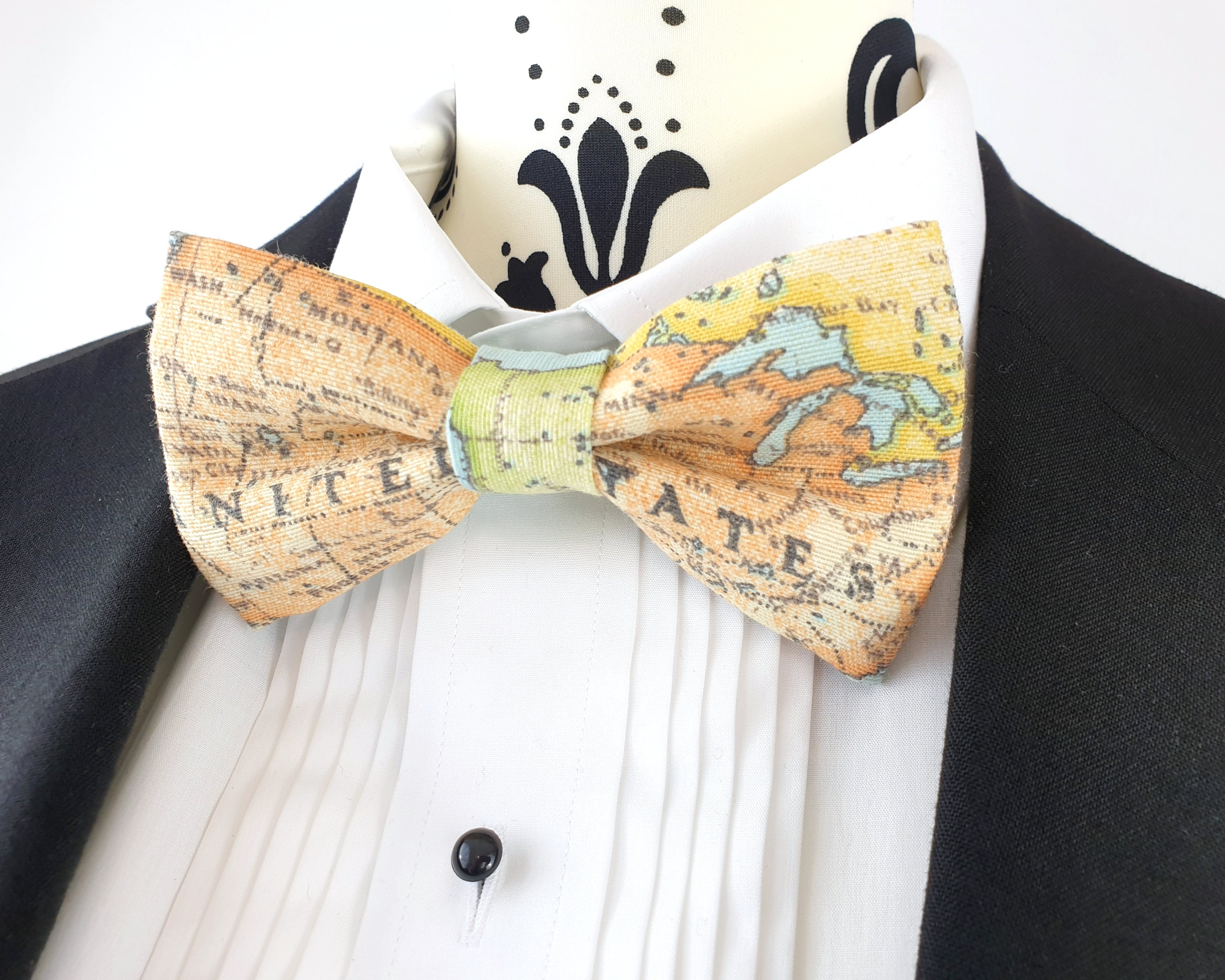 World Map Bow Tie Gift for Geography Teacher Map Print Bow - Etsy France