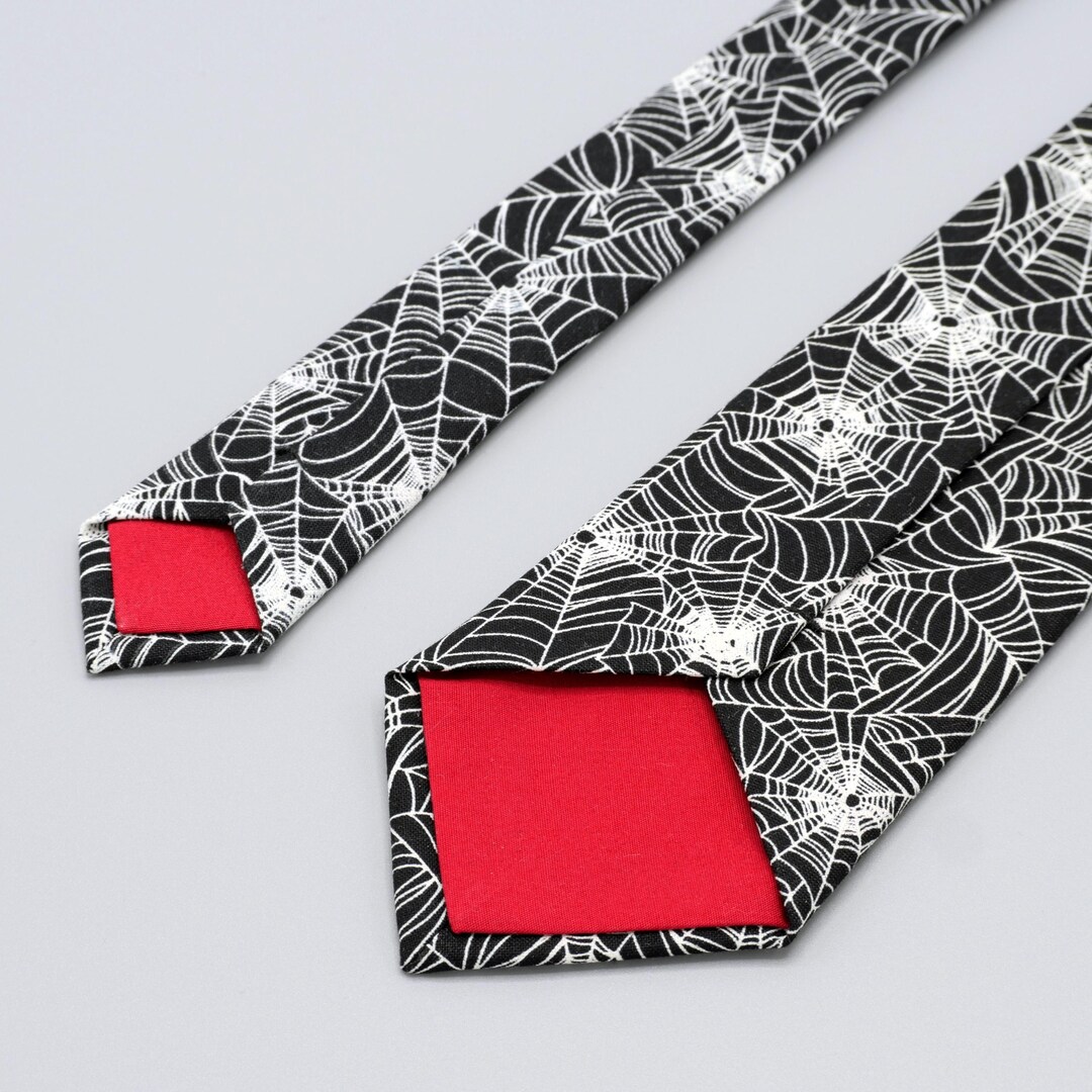 Glow in the Dark Spider Web Tie, Black and White Halloween Necktie ...