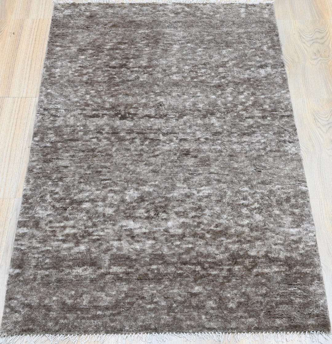4x6 Ft Handmade High Pile Wool Rug: Brown Indian Art - Etsy