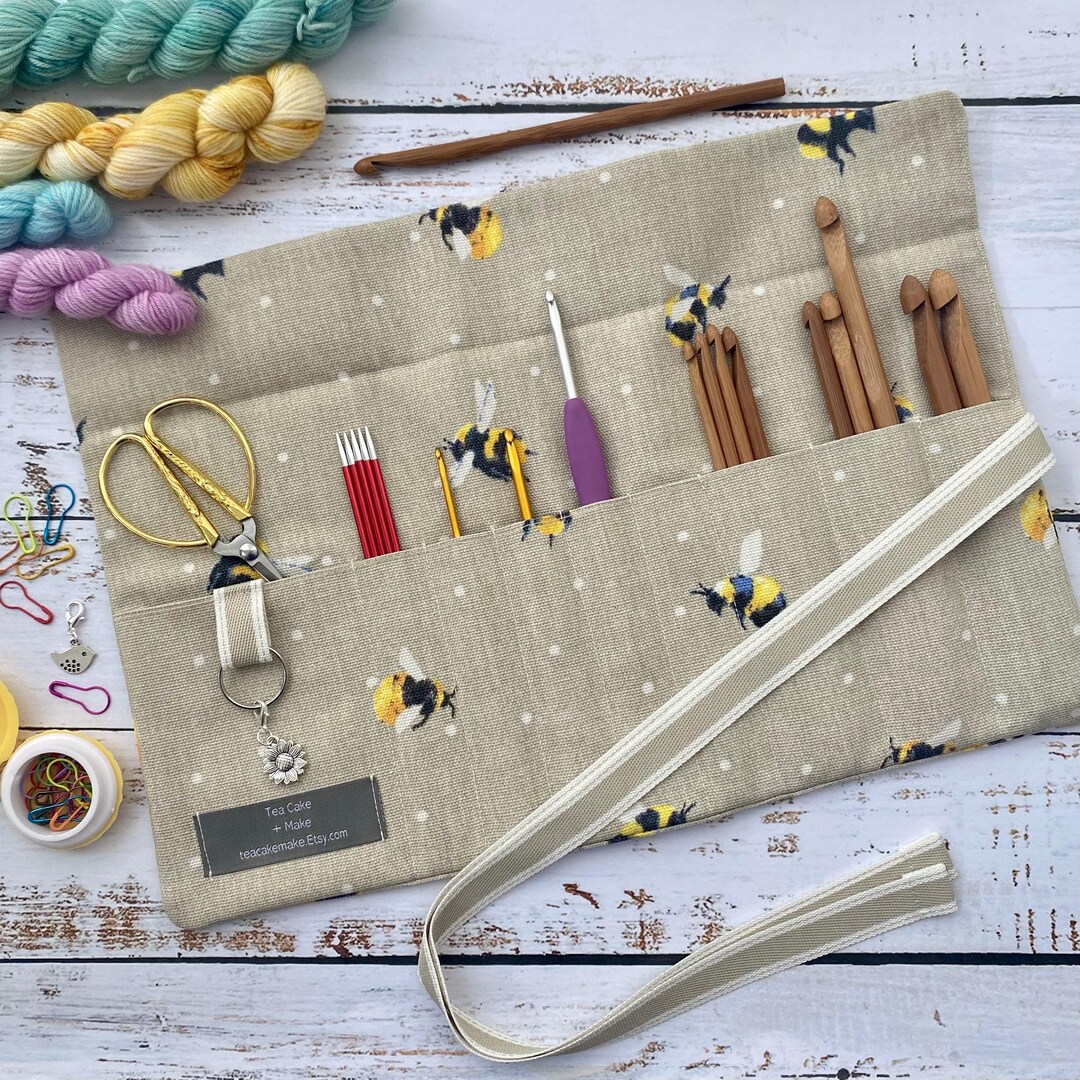 Crochet Hook Roll or 6" DPN Case With Stitch Marker Ring and 9 Pockets ...