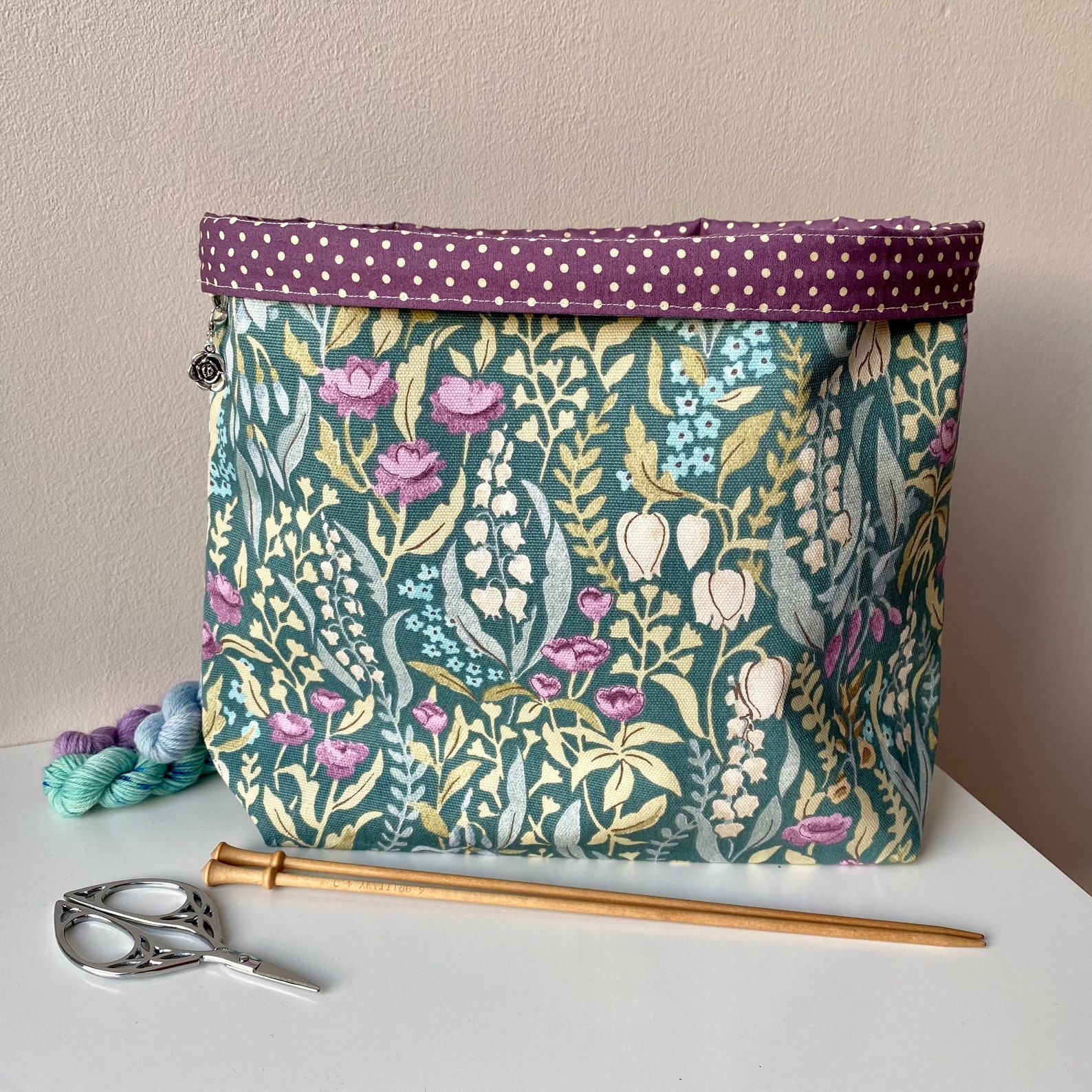 Cotton Canvas Craft Project Bag. Perfect for Knitting - Etsy UK