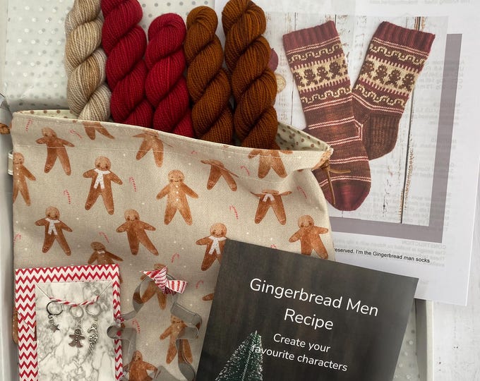 Gingerbread Man Sock Kit: Knitting Set Including Pattern, Hand Dyed ...