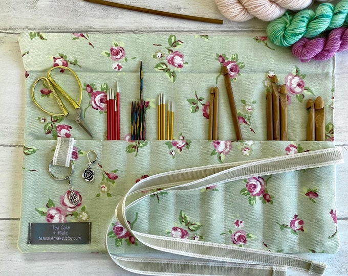 Cotton Canvas Crochet Hook Roll or Interchangeable Needle Case With ...