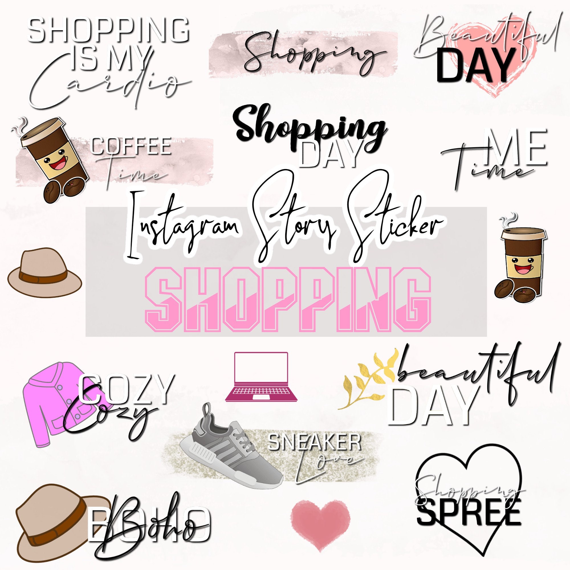 Instagram Story Stickers cream Shopping Insta Stickers |40+ pieces ...