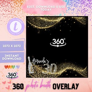 Editable 360 Video Photo Booth Overlay Birthday Filter Bday Photo Booth ...