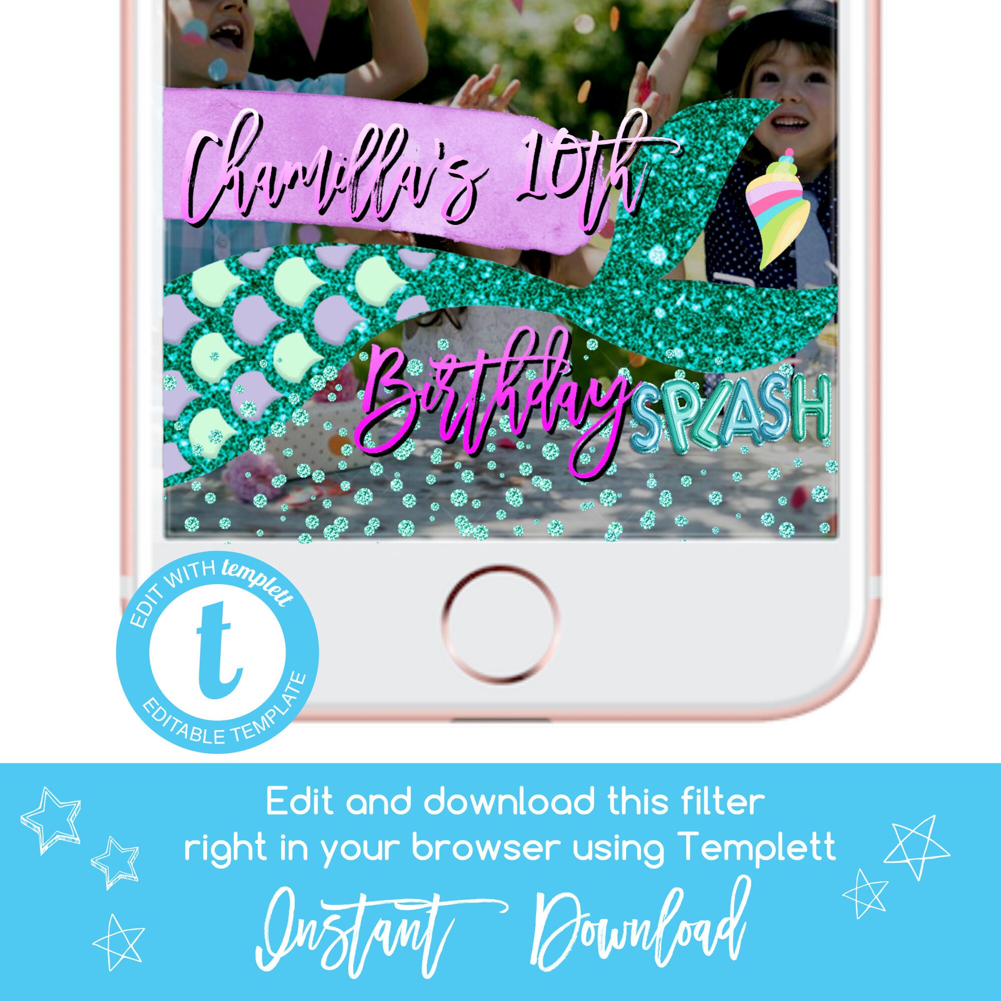 snapchat filter 1st birthday,First Birthday Geofilter,mermaid balloon ...