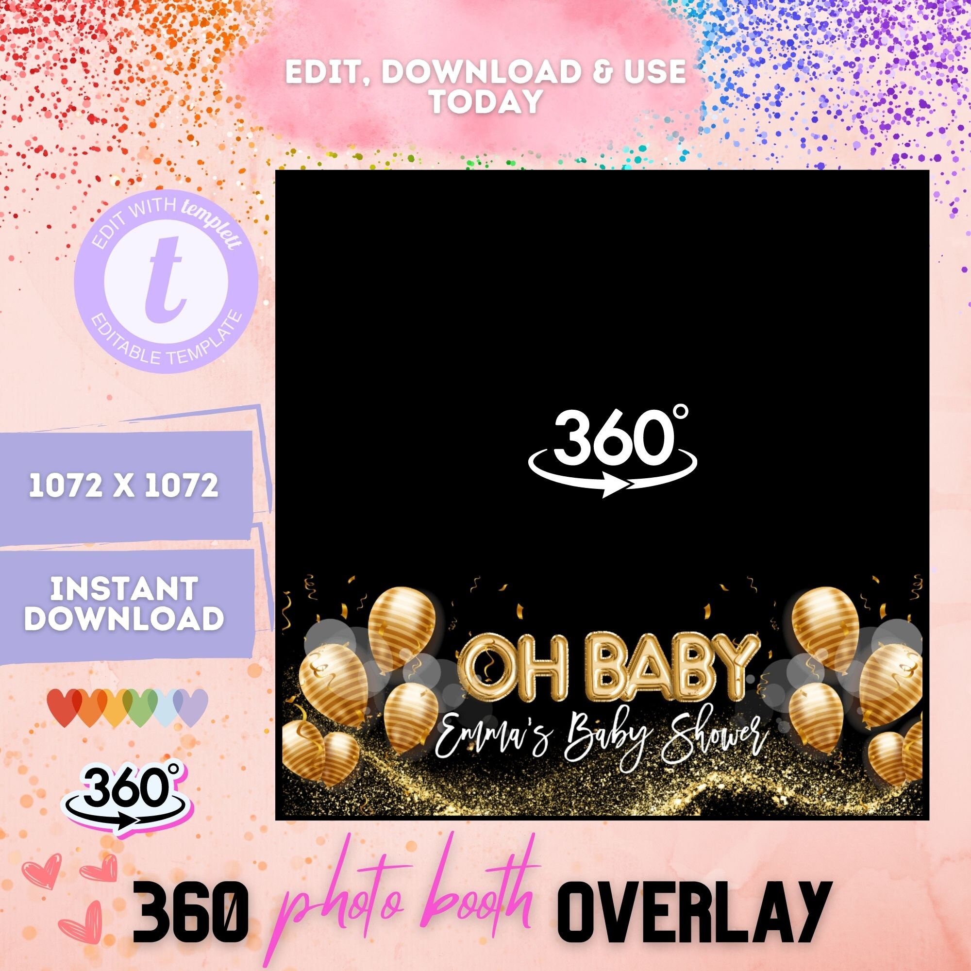 Baby Shower 360 Video Photo Booth Overlay Birthday Filter Bday Photo ...