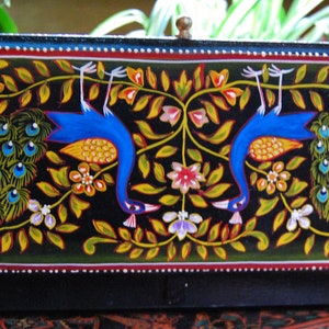 Hand Painted Wooden Jewellery Box, Indian Trinket Box, Hand Painted ...