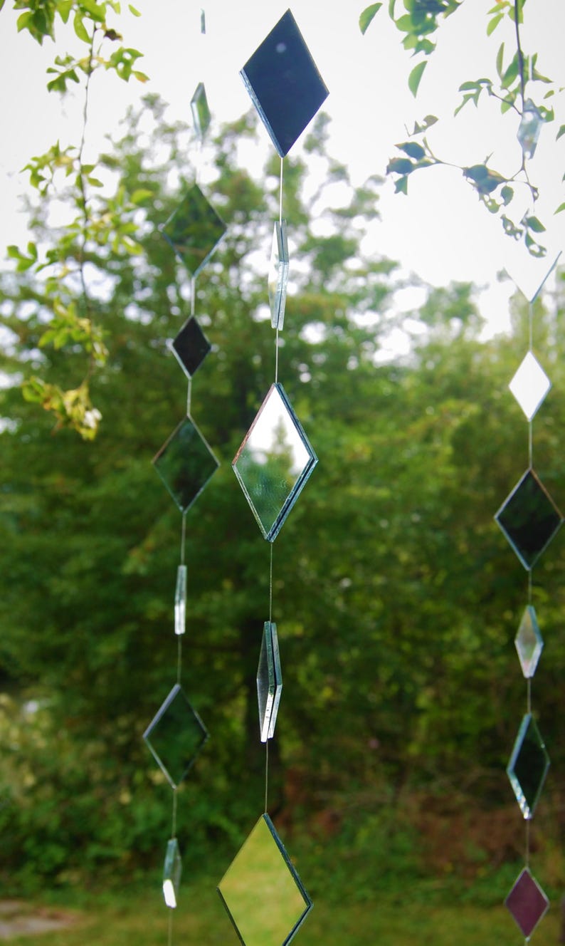 Long Mirror Garland, Glass Mirror String Light Catcher, Hanging Sun ...