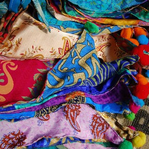 Very Long Bunting 7 Metres, Sari Bunting With Pompoms, Recycled Bunting ...