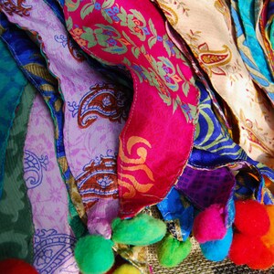 Very Long Bunting 4.5 Metres, Upcycled Sari Flags, Bohemian Hippie Room ...