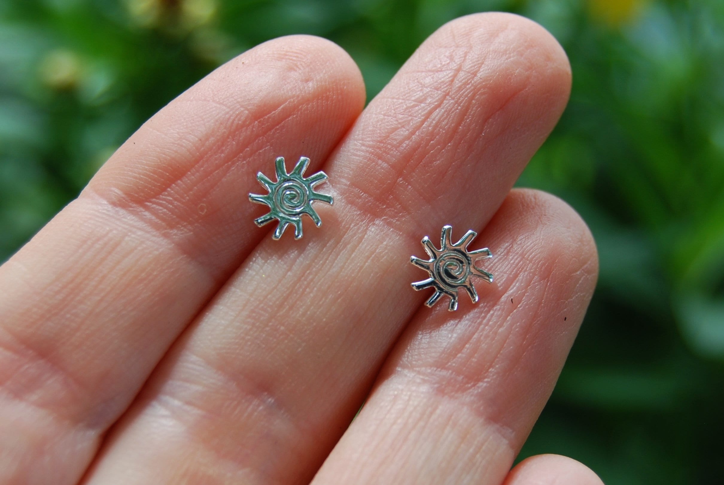 Sun Sterling Silver Stud Earrings, Tiny Sun Studs, Sun Post Earrings ...